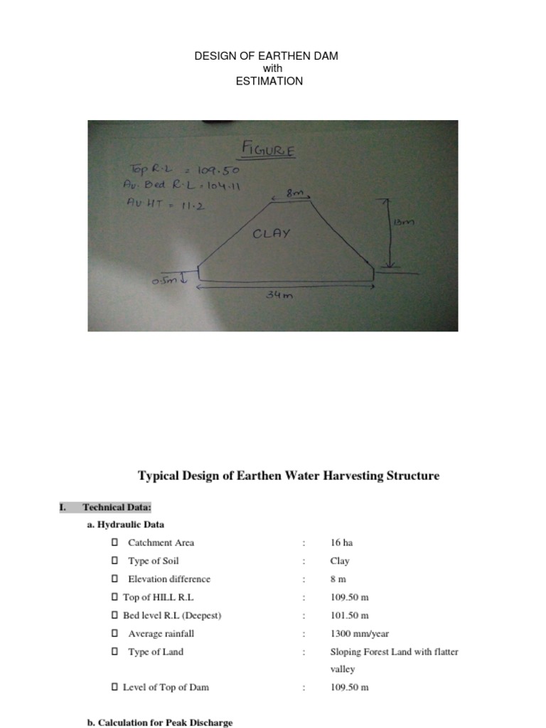 Design of Earthen Dam With Estimation | PDF | Surface Runoff | Soil