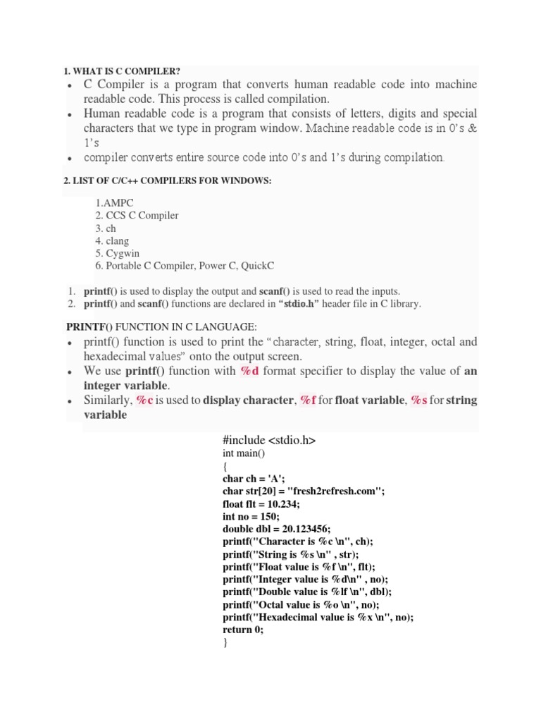 C Compiler Converts Code to Machine Language | PDF | Integer (Computer ...