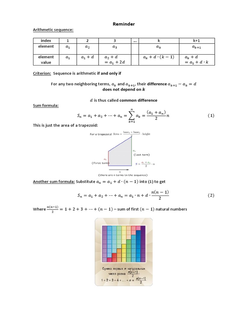 Arithmetic & Geometric Sequence Reminder - IB Mathematics Diploma Programme | PDF | Summation ...