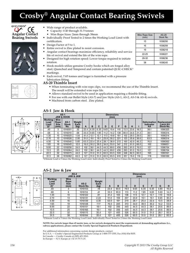 Angular Contact Bearing Swivels | PDF | Bearing (Mechanical) | Wire