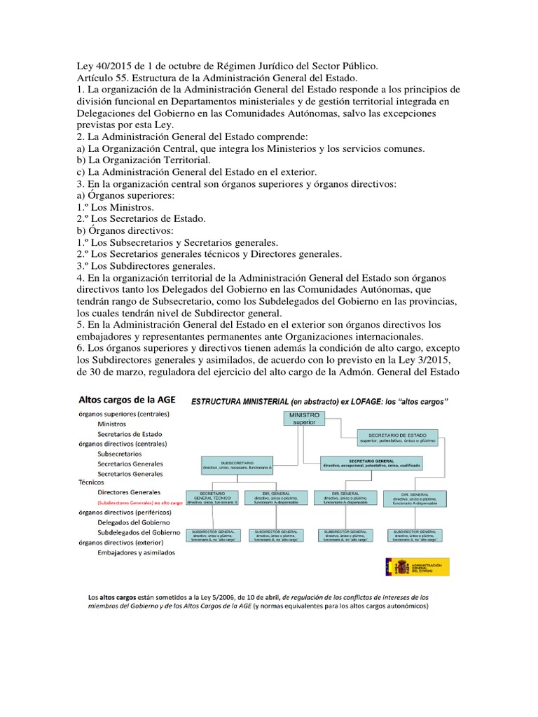 Estructura de La Administración General Del Estado (AGE) | PDF