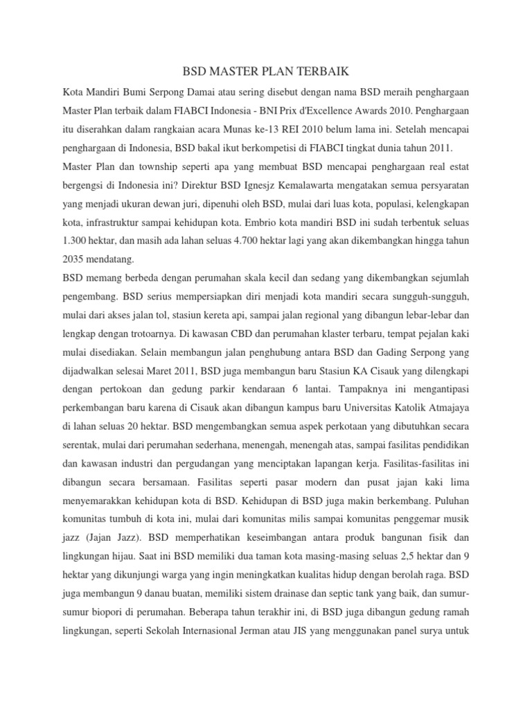 Master Plan Terbaik BSD City | PDF