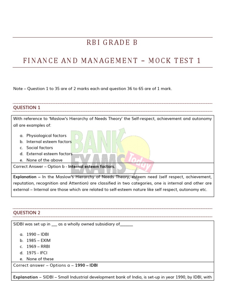 RRBI Free Mock Test | PDF | Derivative (Finance) | Leadership