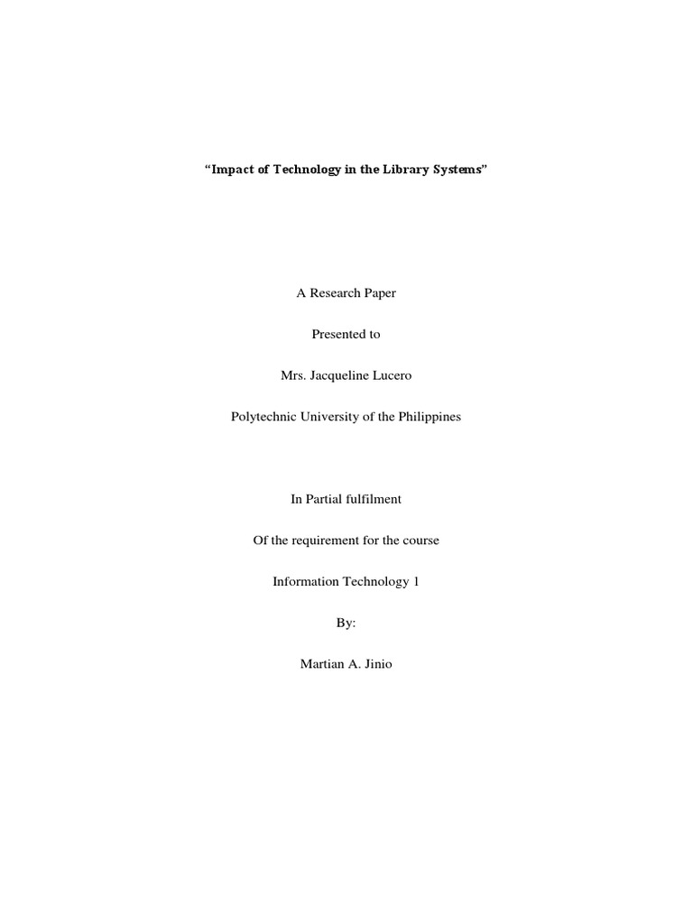 Impact of Technology in Library Systems | PDF | Radio Frequency ...