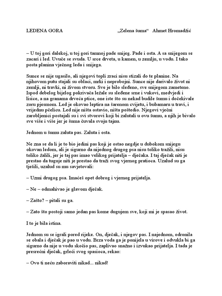 Dokumen - Tips Moja Lektira Ledena Gora Hromadzic | PDF