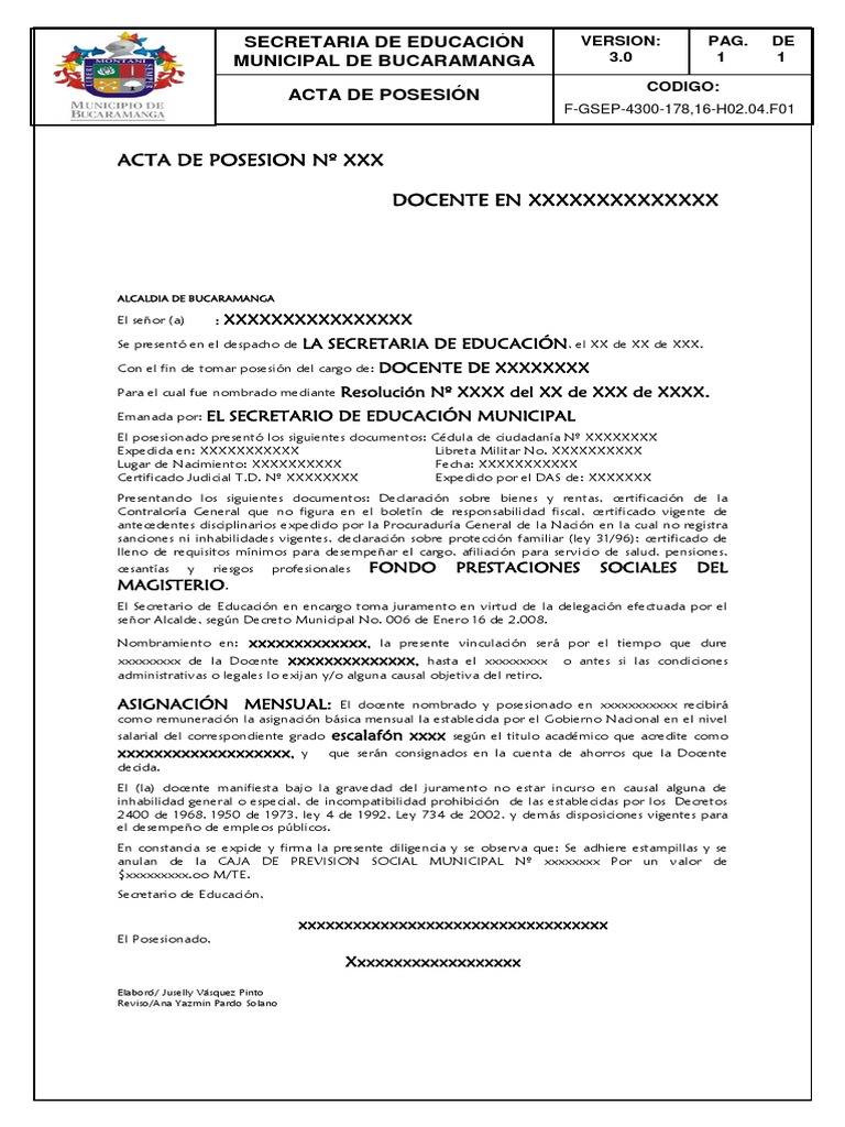 Acta de Posesión | PDF | Gobierno