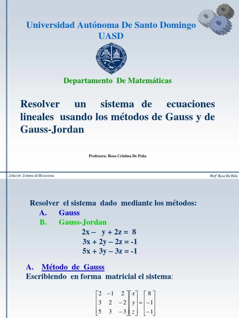 Ejemplo Metodogauss Gauss-Jordan | PDF | Matriz (Matemáticas) | Algoritmos