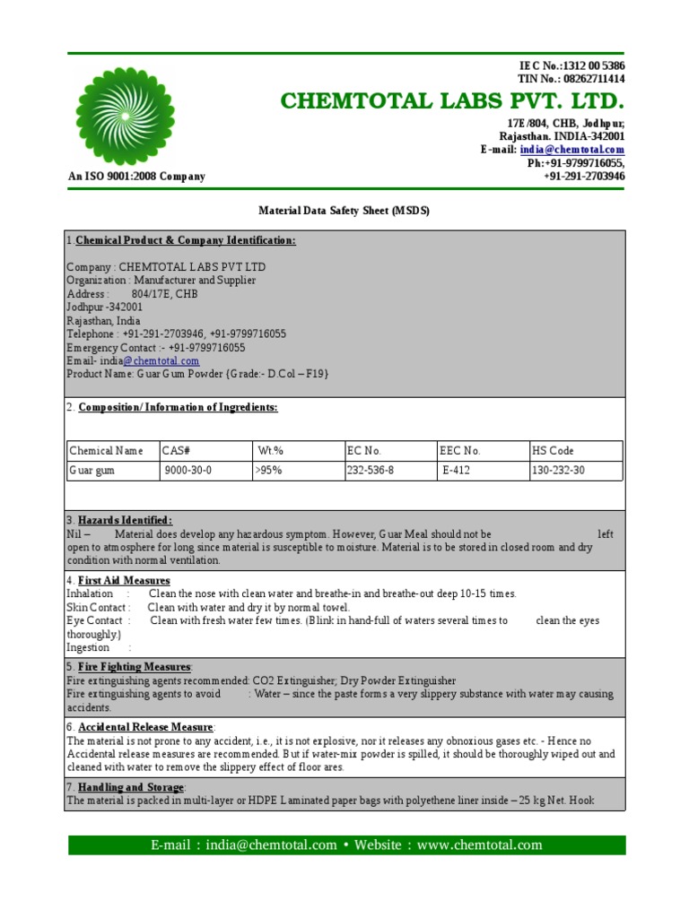 MSDS 16 Point F19 | PDF | Dangerous Goods | Water