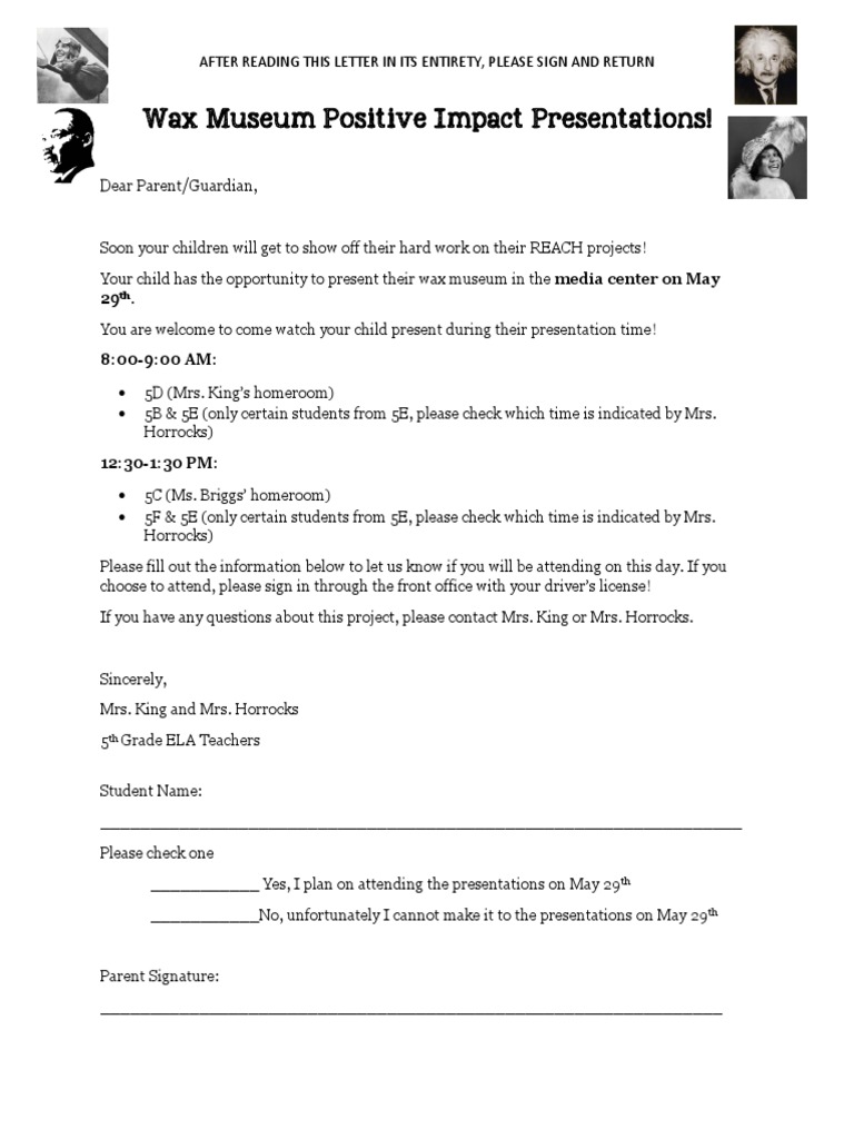 Presentation Parent Letter Invitation | PDF
