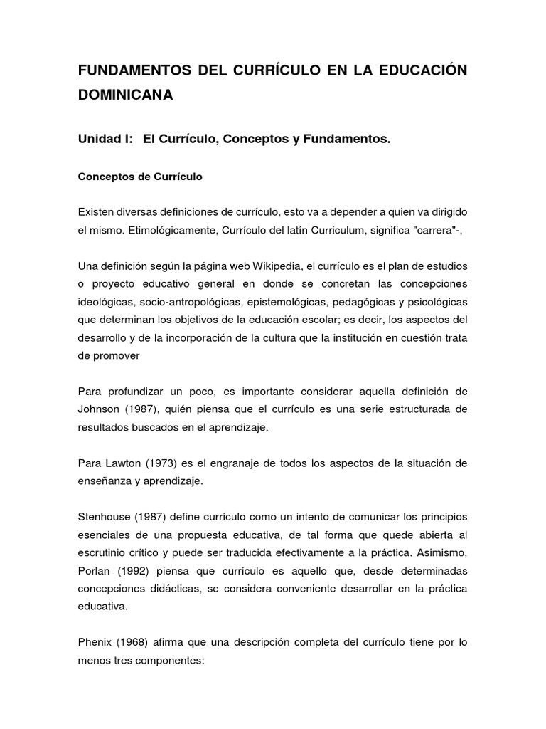 Fundamentos del Currículo Dominicano | PDF | Plan de estudios | Maestros