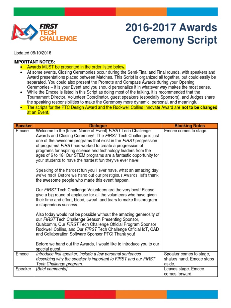 Awards Ceremony Script | PDF | Design