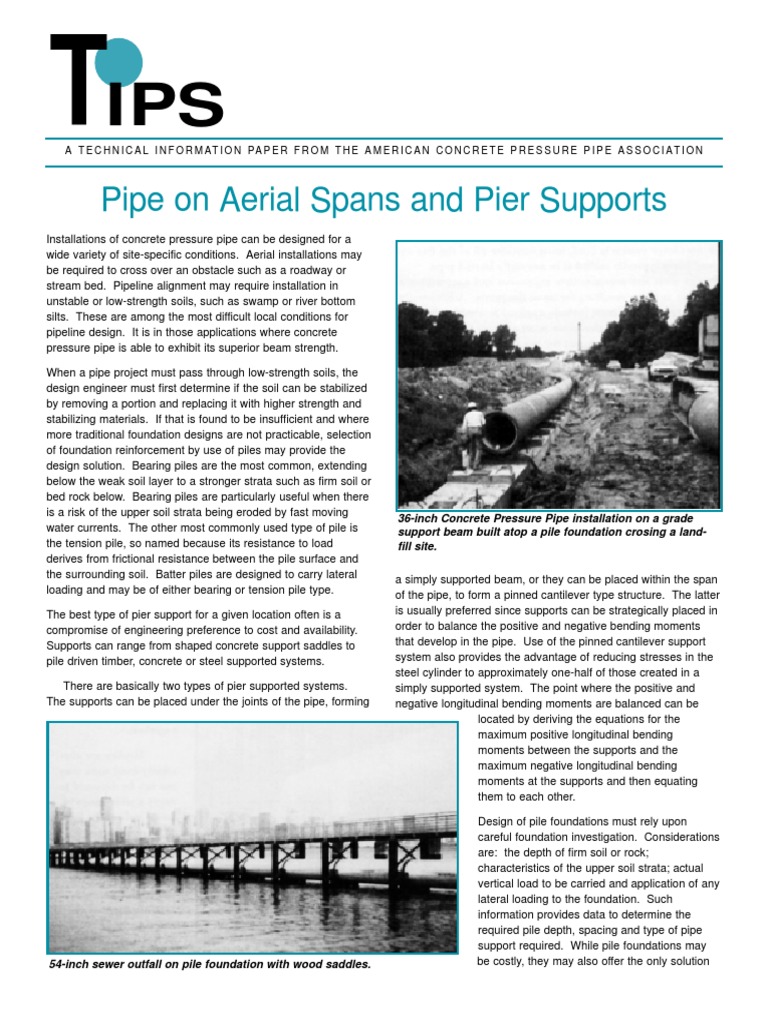 Pipe On Aerial Spans and Pier Supports | PDF | Deep Foundation | Bending