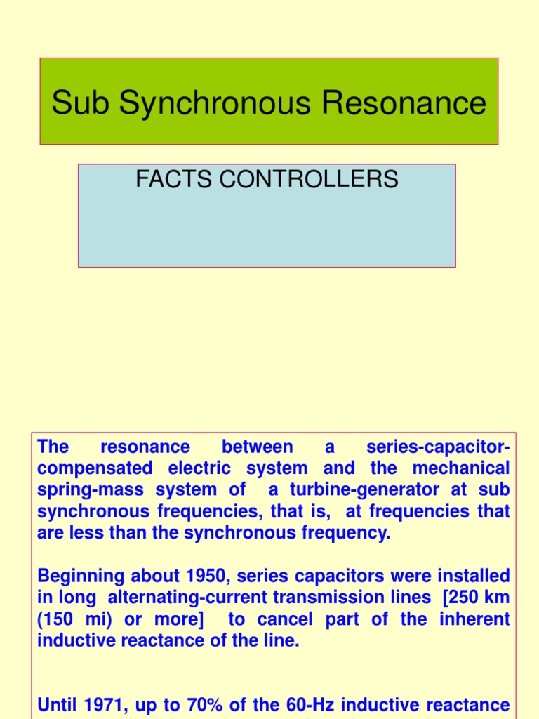 Sub Synchronous Resonance: Facts Controllers | PDF | Resonance | Capacitor