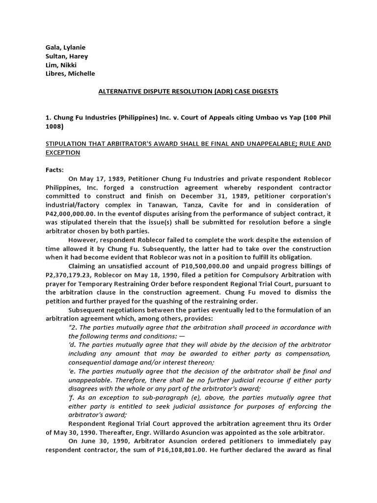 Gala, Lylanie Sultan, Harey Lim, Nikki Libres, Michelle Alternative Dispute Resolution (Adr ...