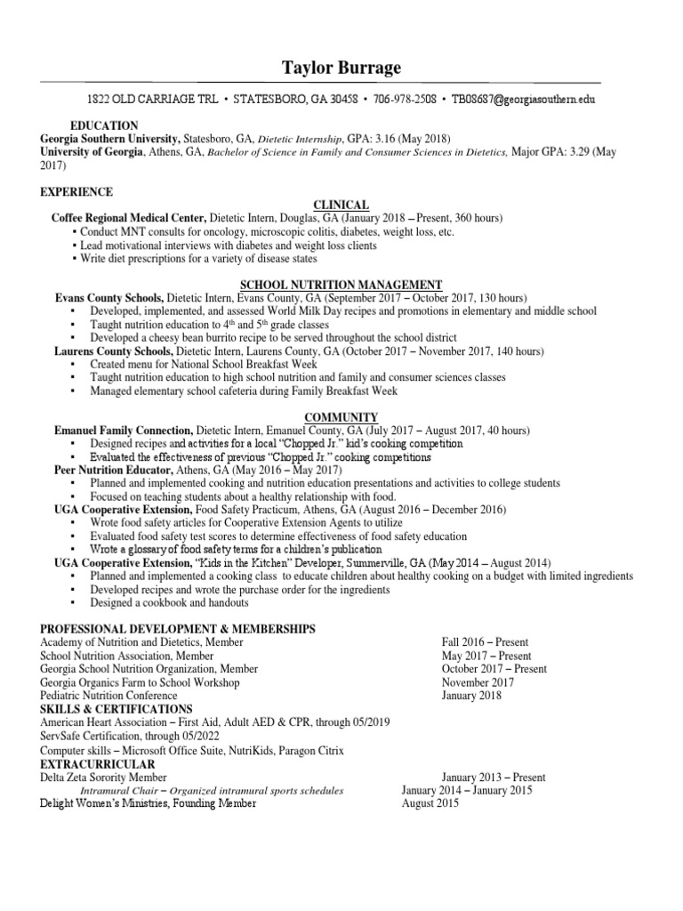 Rotations Resume Outline | PDF | Dietitian | Behavior Modification