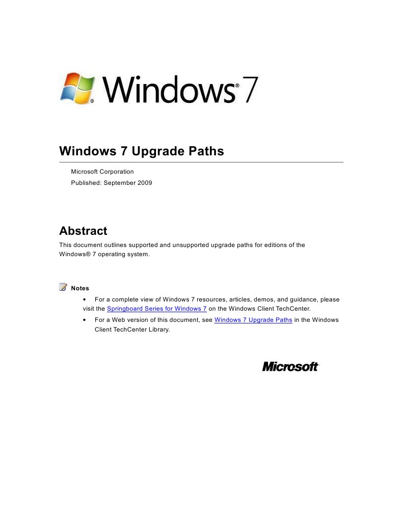 Windows 7 Upgrade Paths | PDF | Computers