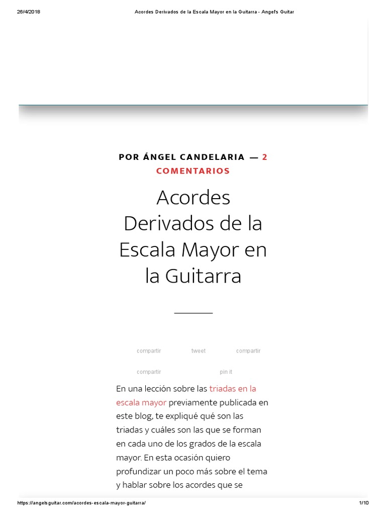 Acordes Derivados de La Escala Mayor en La Guitarra - Angel's Guitar | PDF | Acorde (Música ...