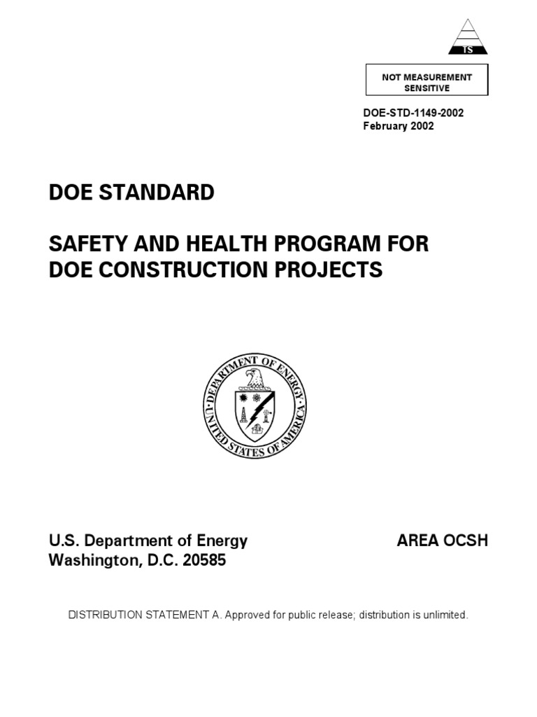 Doe Standard Safety and Health Program For Doe Construction Projects ...