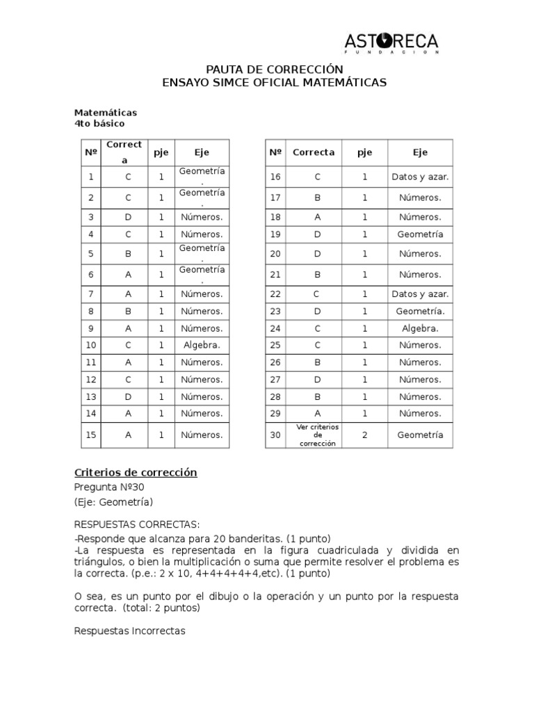 Pauta de Correccion Ensayo Matematica | PDF
