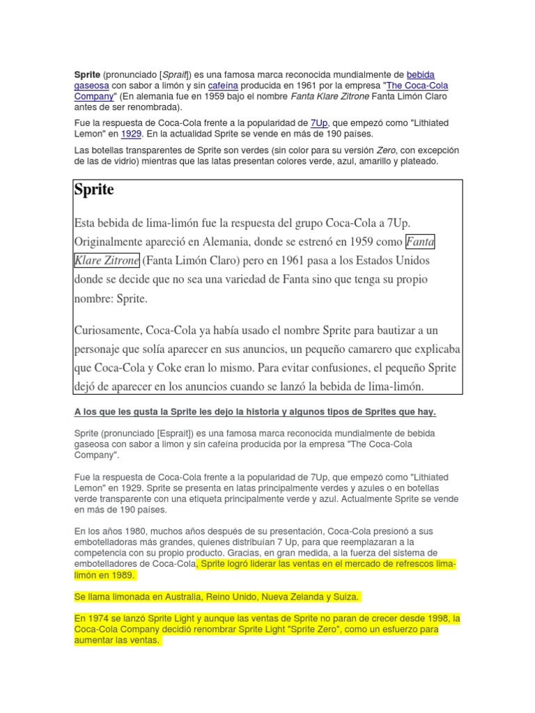 Sprite | PDF | Refresco | Coca Cola