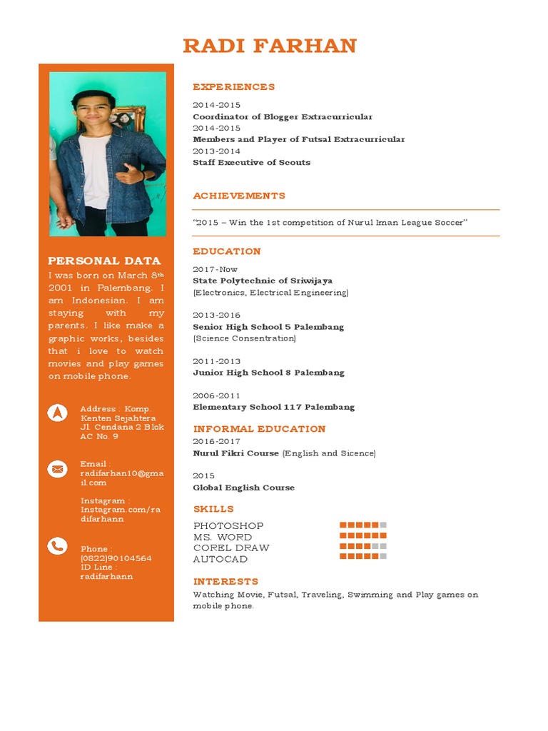 CV Radi Tugas Bhs Inggris | PDF