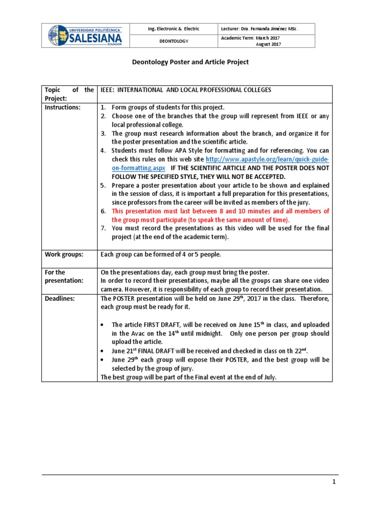 Deontology Poster Instructions Final | PDF