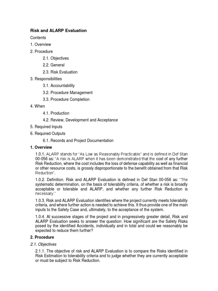 Risk and ALARP Evaluation | PDF | Risk Management | Risk