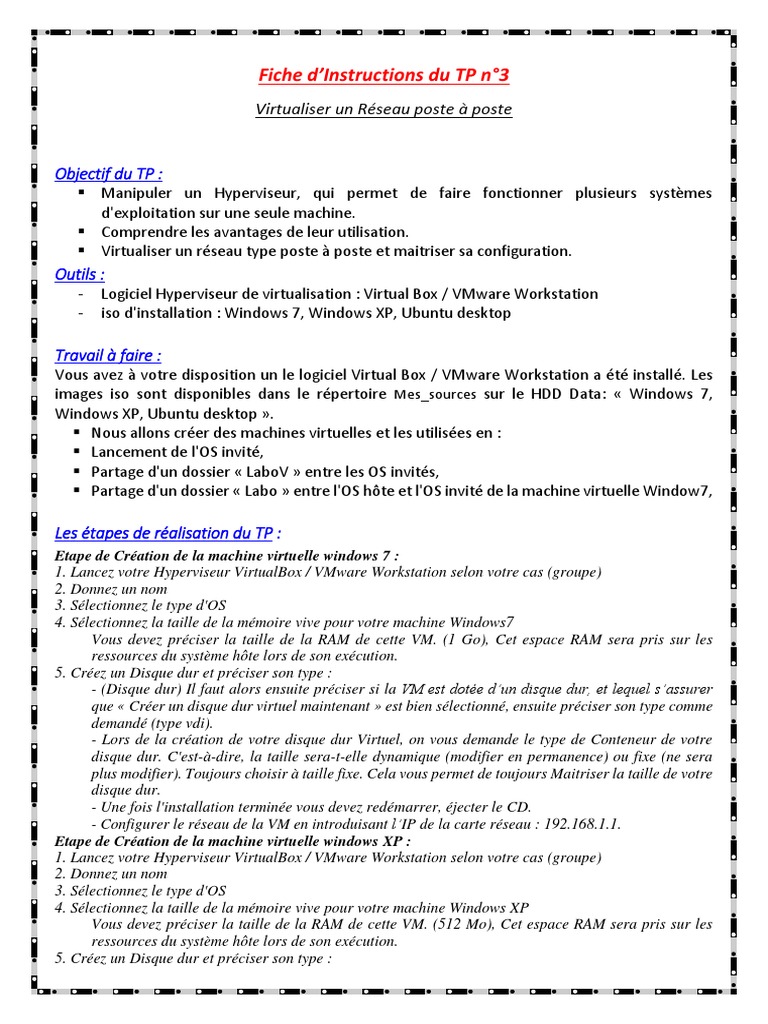 Fiche D'instructions Du TP | PDF | VMware | Machine virtuelle
