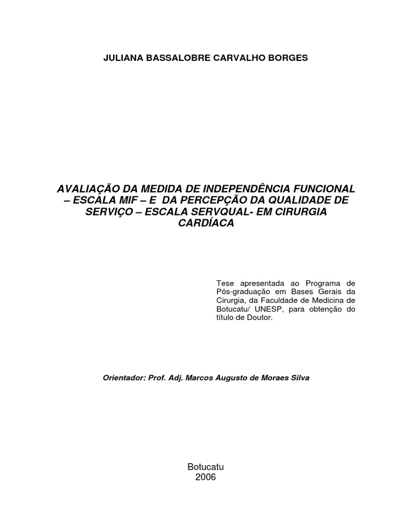 Escala Mif PDF | PDF | Qualidade (negócios) | Hospital e clínica