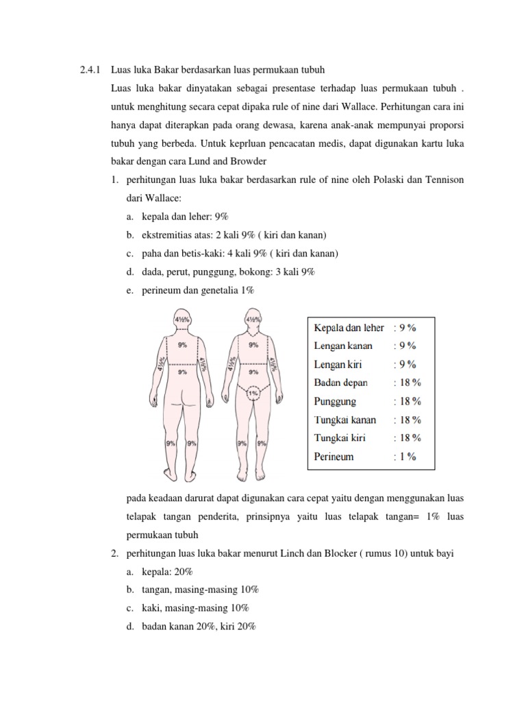 Luas Luka Bakar Berdasarkan Luas Permukaan Tubuh | PDF | Kajian Bahasa Asing | Kesehatan Holistik