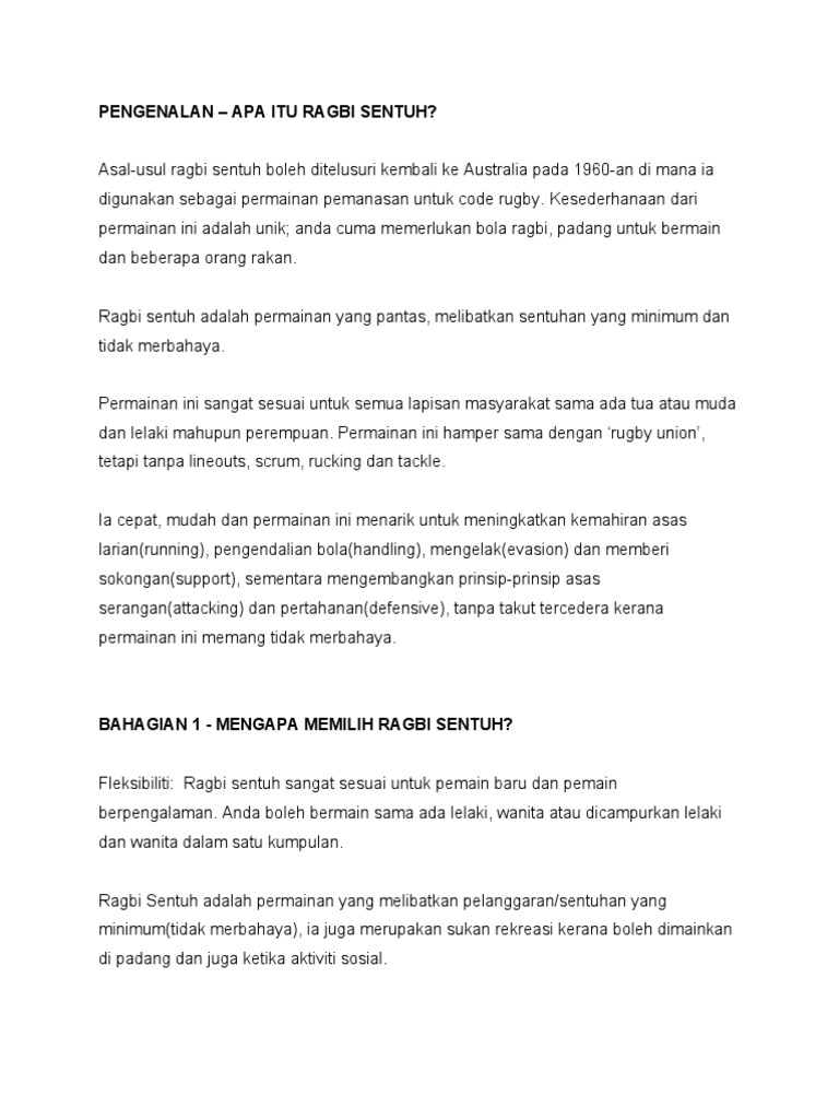 Peraturan Ragbi Sentuh | PDF