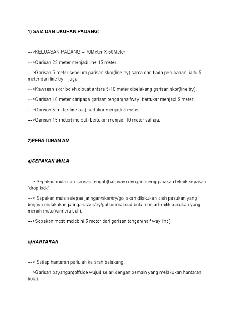 Peraturan Ragbi Rimau | PDF