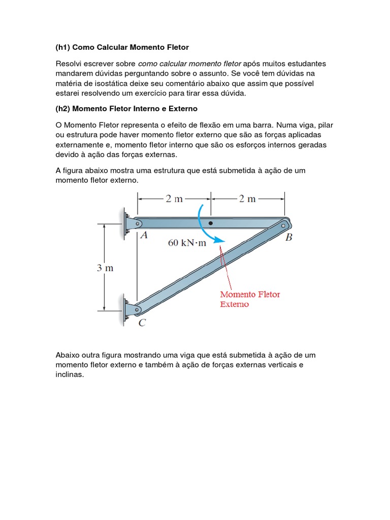 Como Calcular Momento Fletor Blog Engenheiraco | Flexão (Física) | Viga
