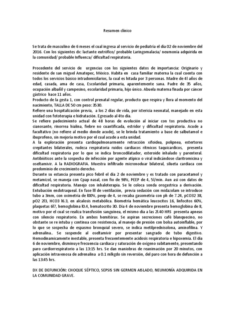 Resumen Clínico | PDF | Neumonía | Rtt