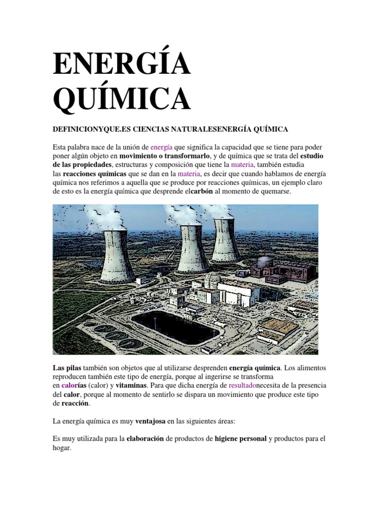 Energía Química: Producción y Usos | PDF | Ciencia y matemáticas ...