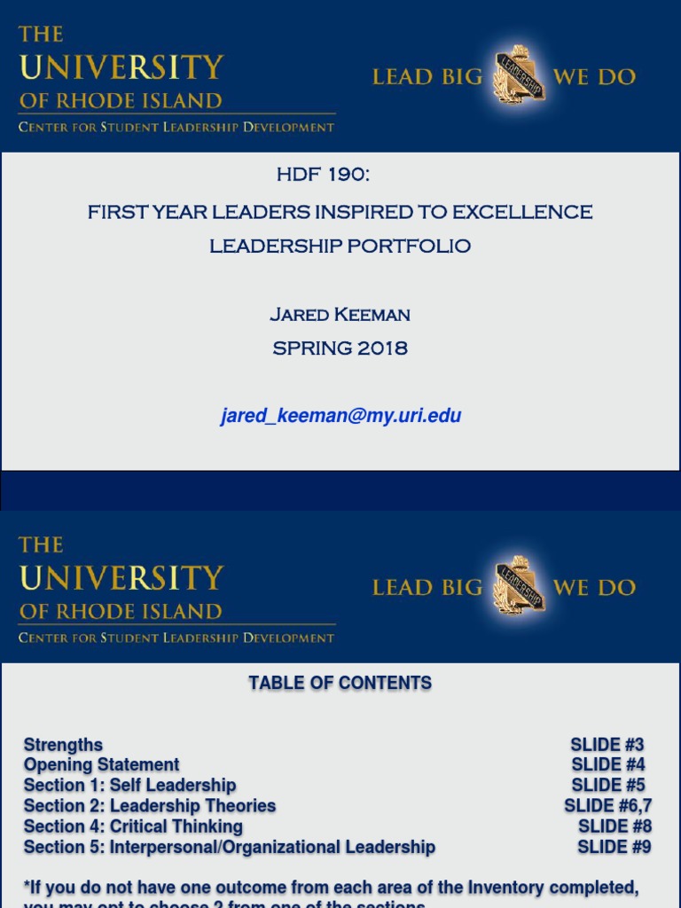 HDF 190: First Year Leaders Inspired To Excellence Leadership Portfolio ...