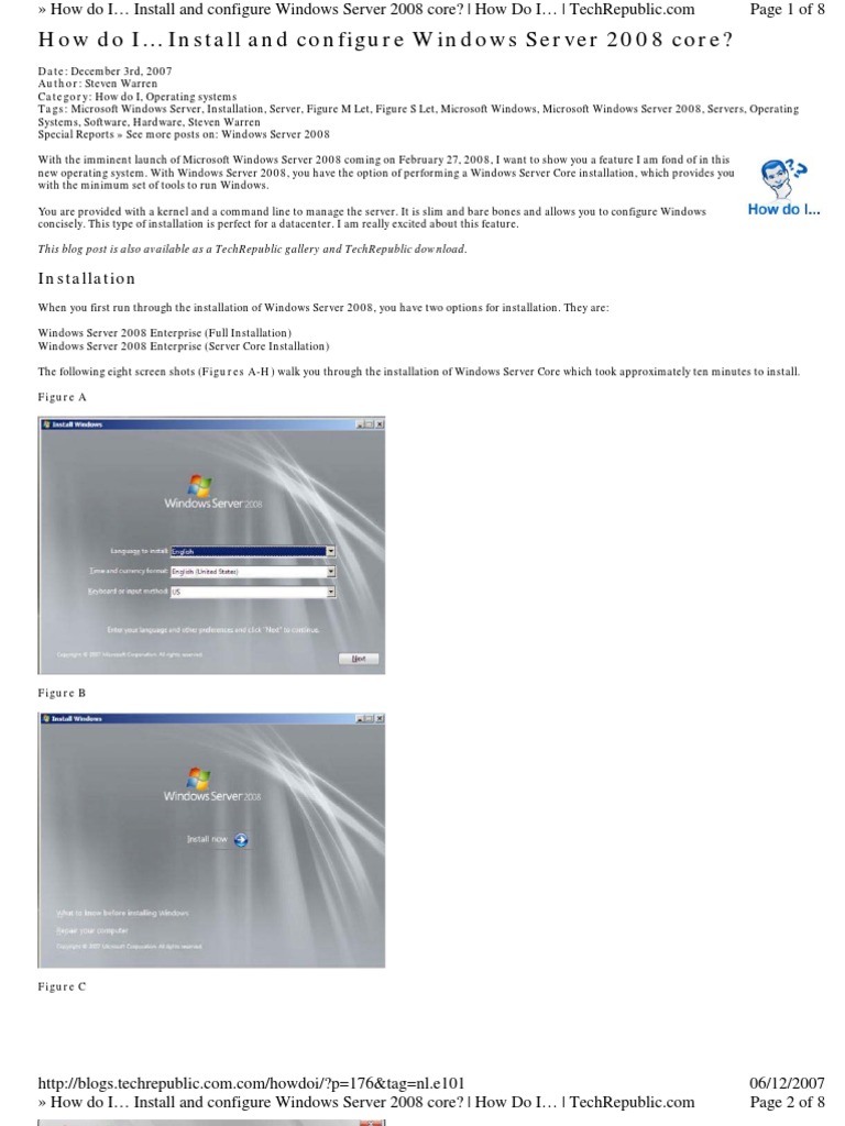 How To Install and Configure Windows Server 2008 Core | PDF | Windows ...