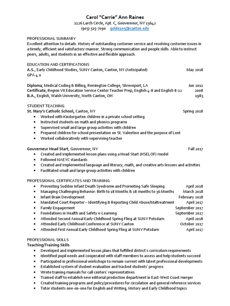 Rainescarol Carrie Resume Revised 417 | Download Free PDF | Child Abuse ...