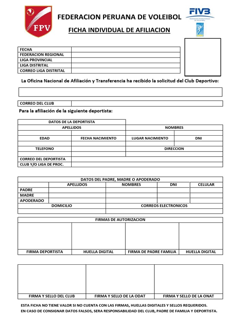 Ficha de Afiliacion Formato 2017 | PDF