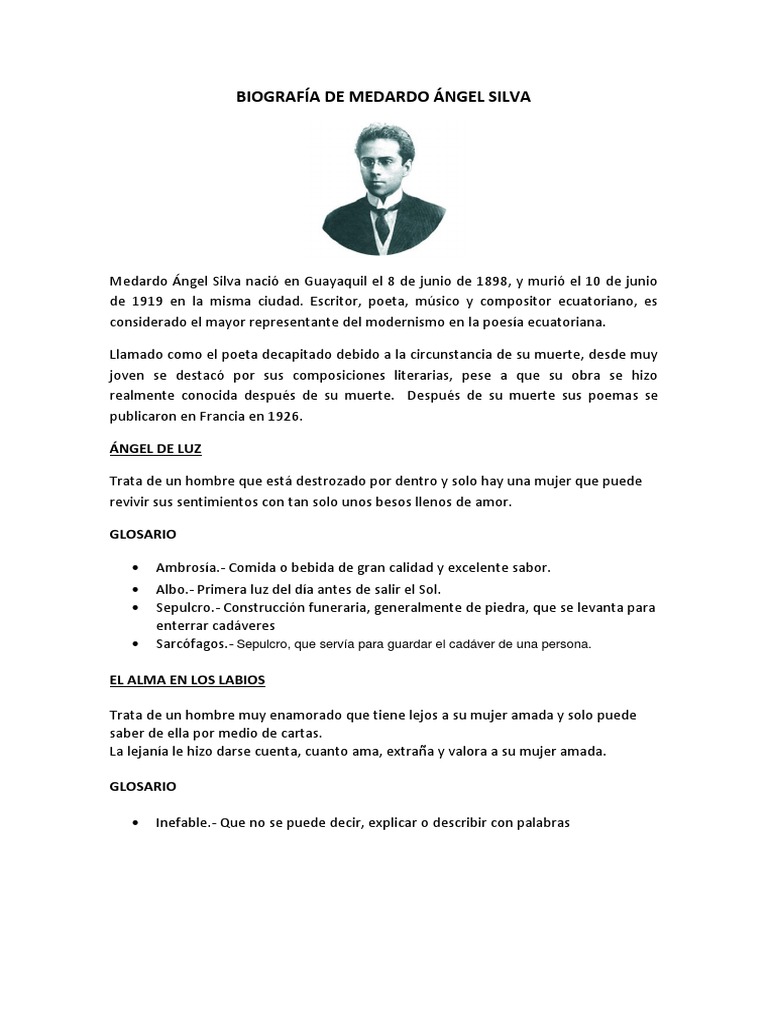 Biografía de Medardo Ángel Silva | PDF