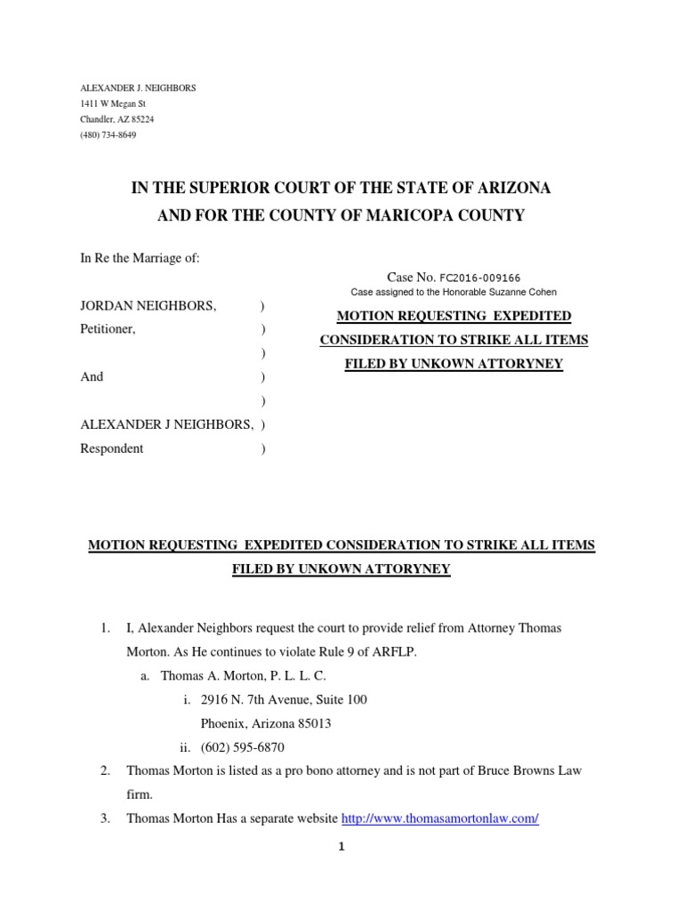 Motion Requesting Relief From Unknown Attorney | PDF | Lawyer | Health ...
