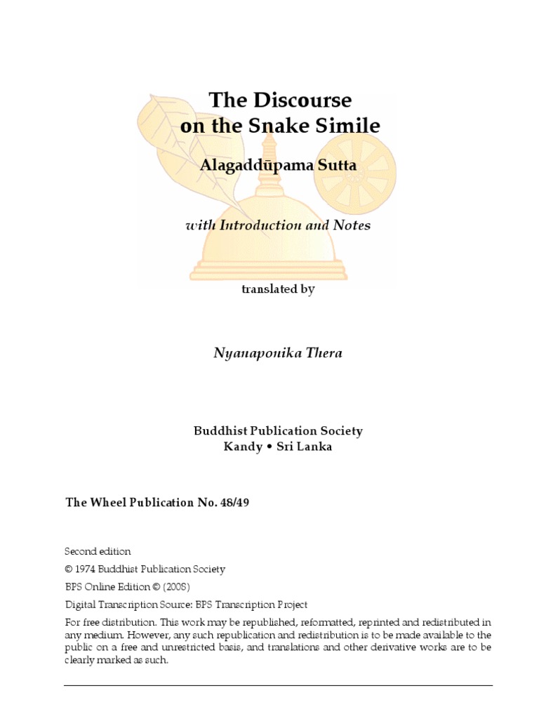 The Discourse On The Snake Simile: Alagaddupama Sutta | PDF | Indian ...