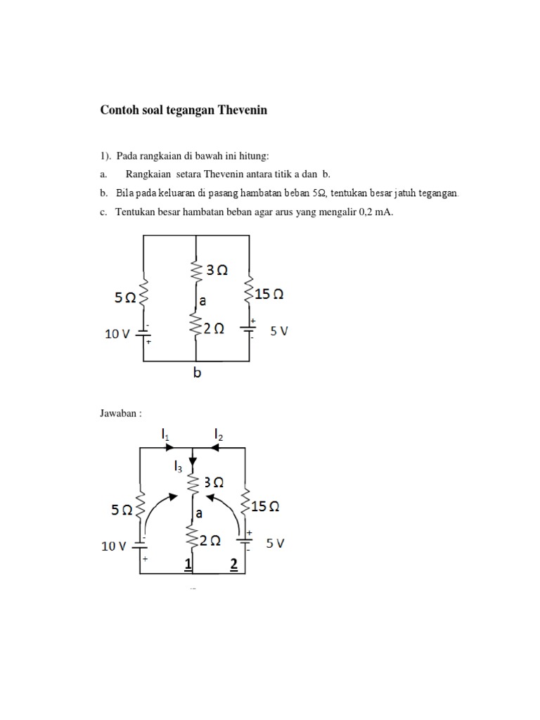 Contoh Soal Tegangan Thevenin Yang Dihitung Dengan Metode Loop | PDF