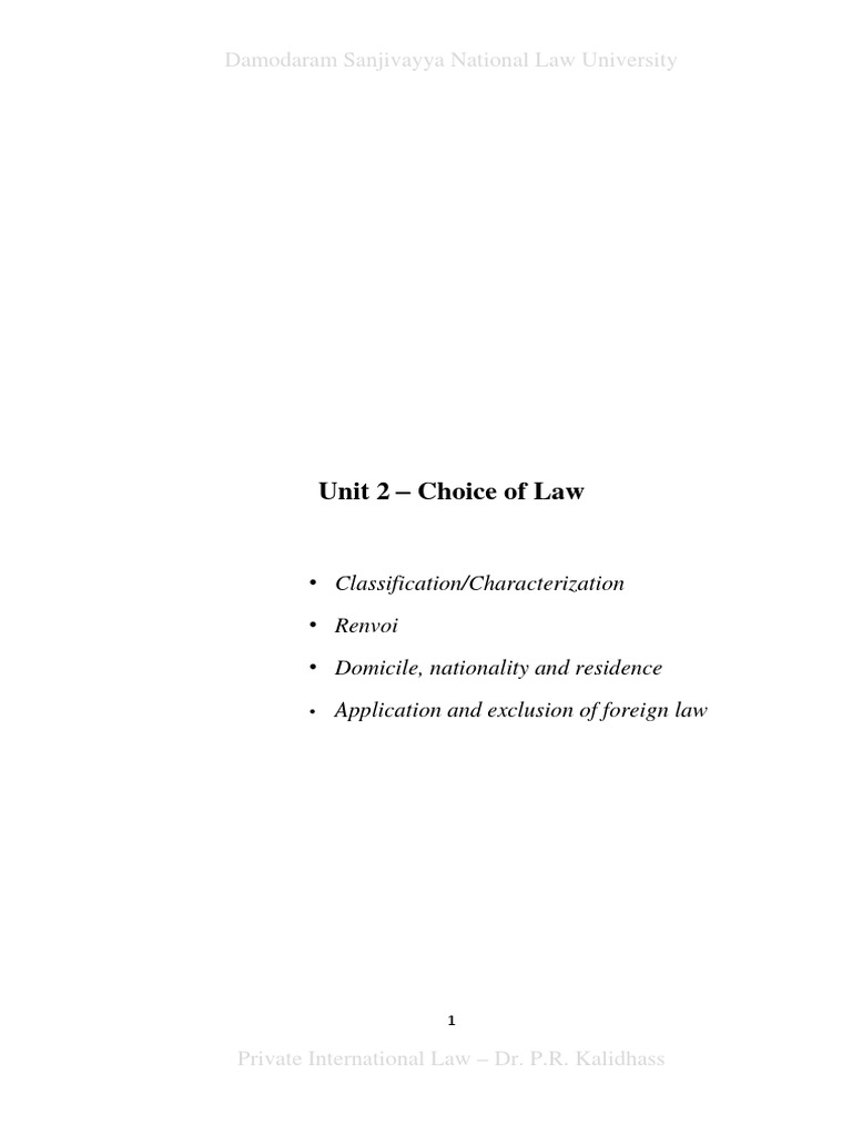 Unit 2 Study Material | PDF | Choice Of Law | Social Institutions