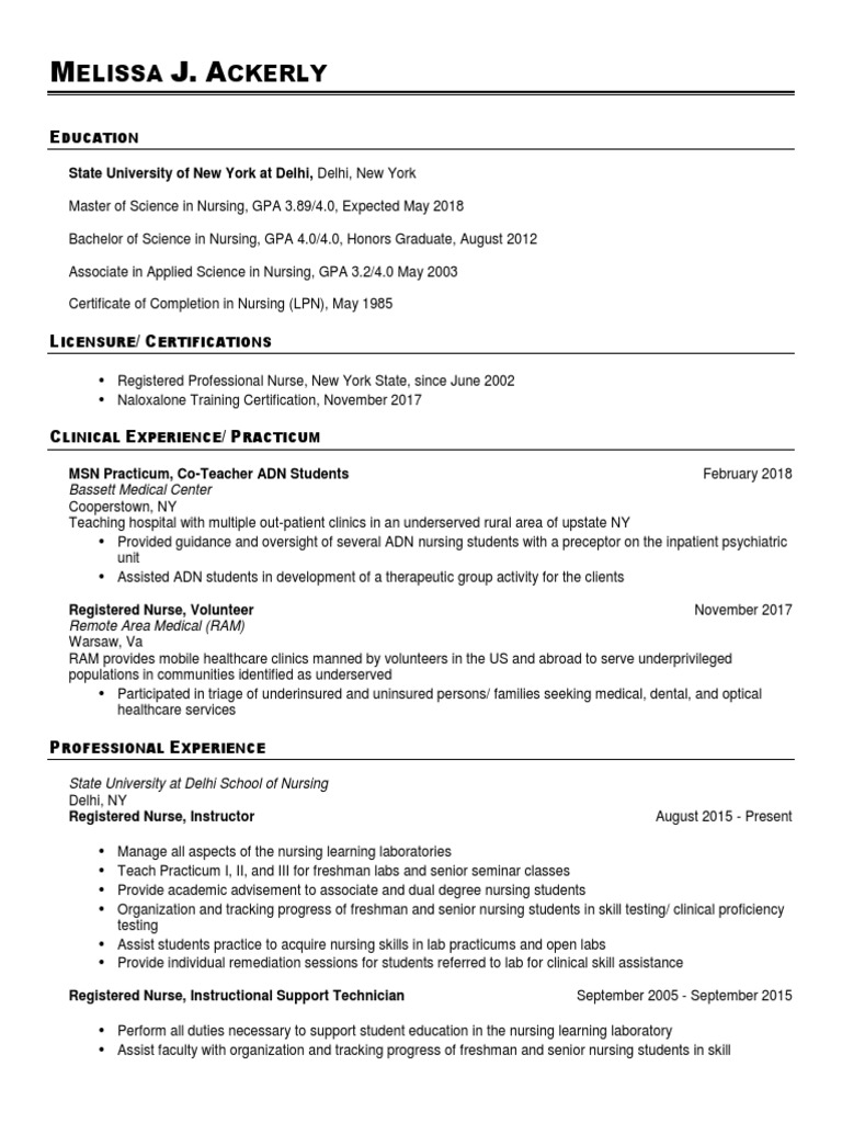 Assignment 2 CV Ackerly Weebly | PDF | Nursing | Individualized ...