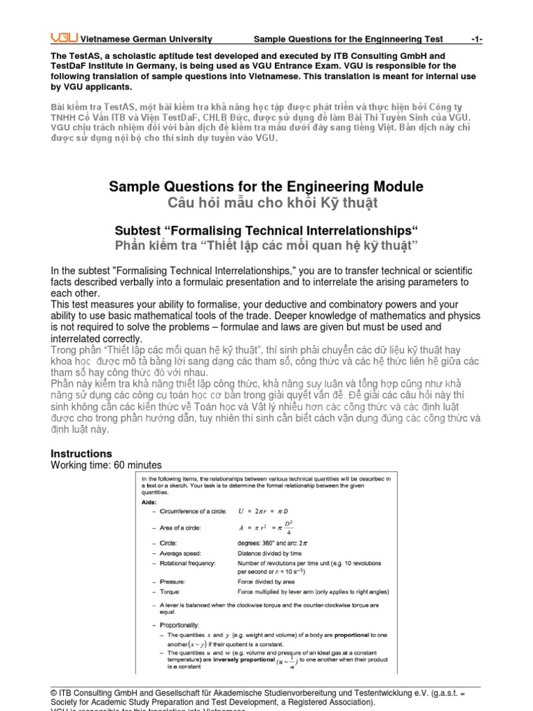 Engineering Test Sample Questions | PDF