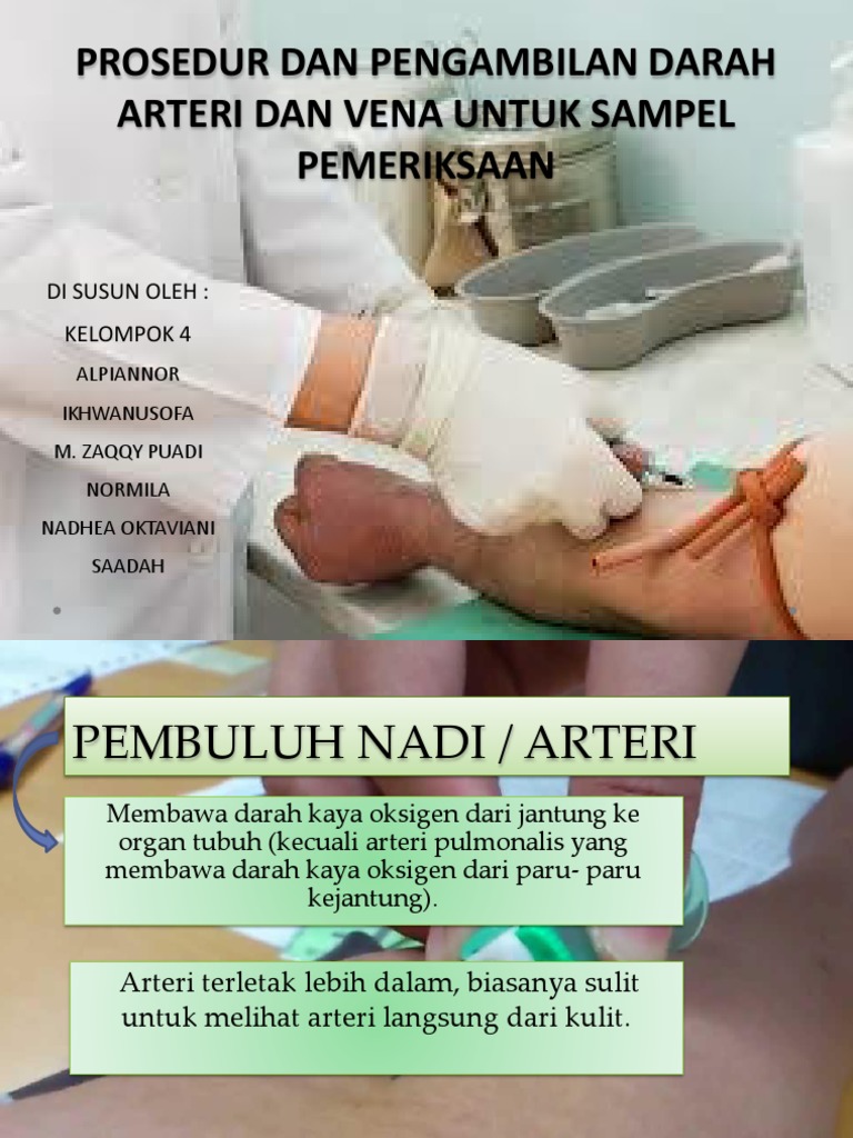 Prosedur Dan Pengambilan Darah Arteri Dan Vena Untuk | PDF | Sains & Matematika