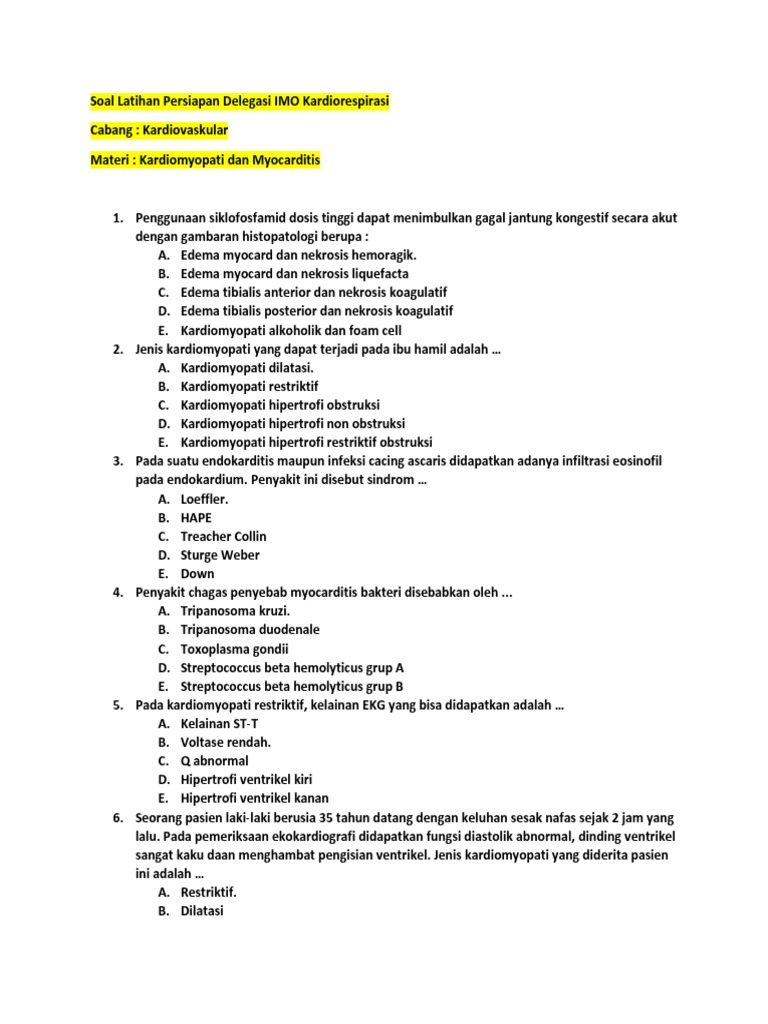 Soal Kardiomyopati - IMO | PDF