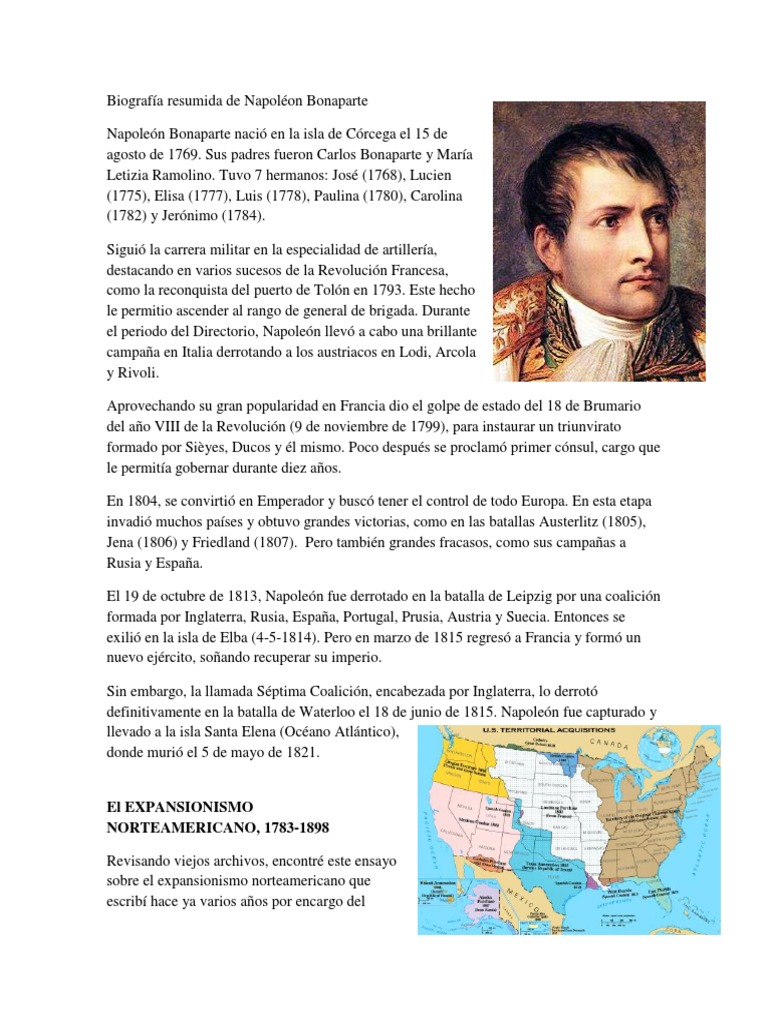 Biografía resumida de Napoleón Bonaparte | PDF | Napoleón | Los Estados ...