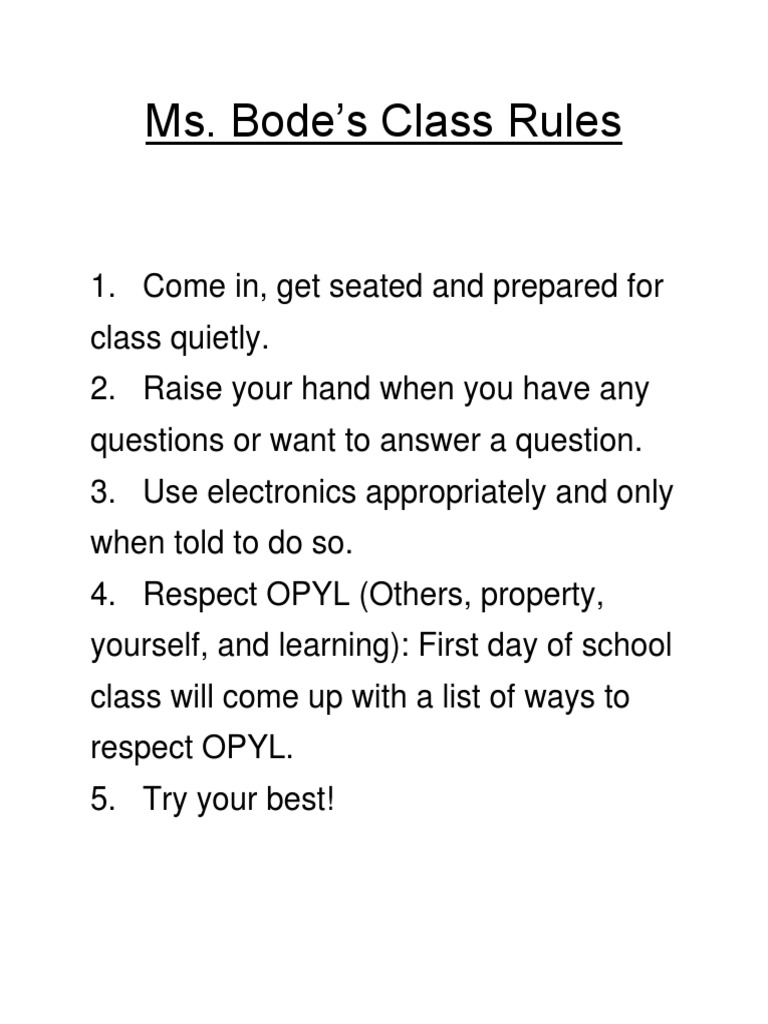 Class Rules | PDF | Self-Improvement